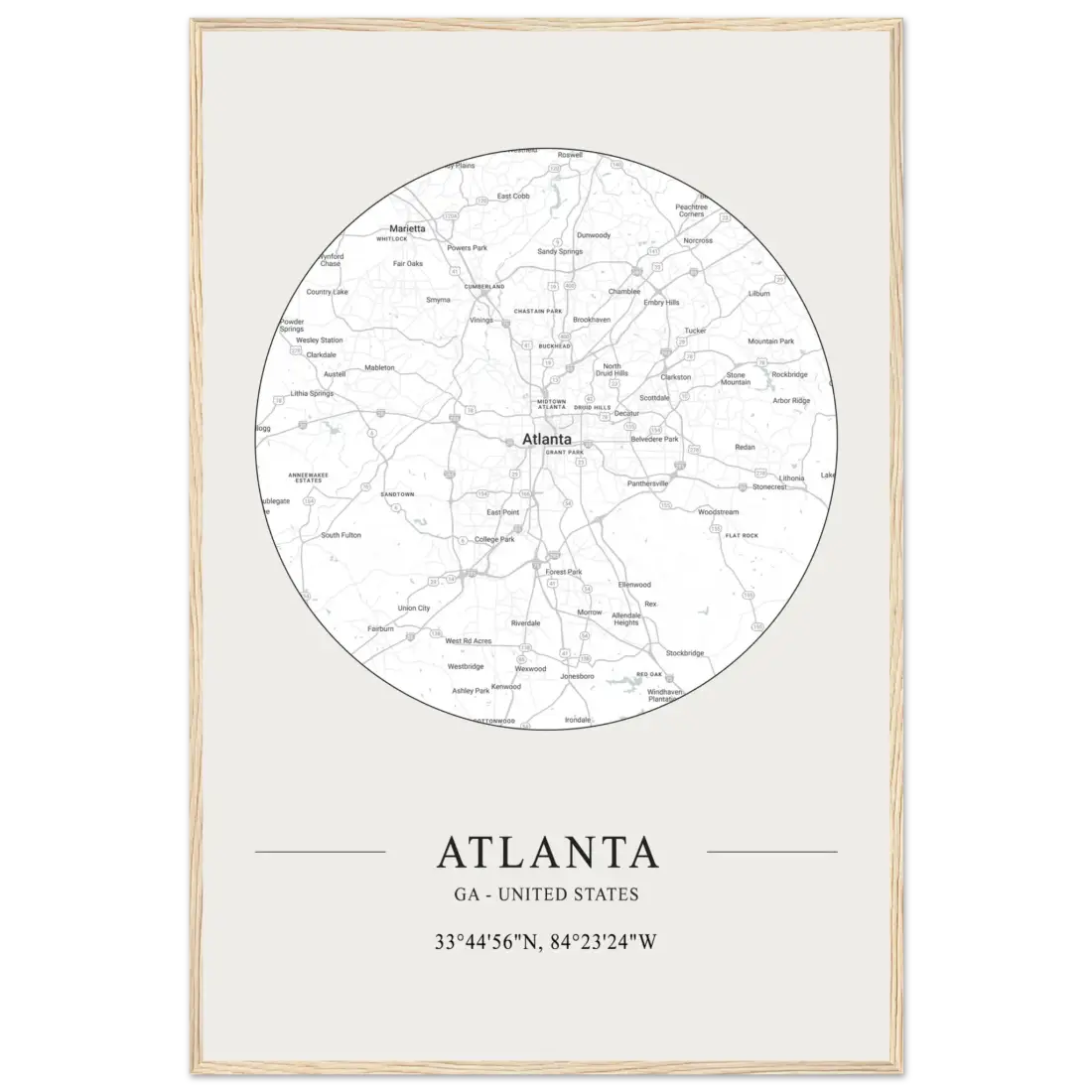 Art-O-Rama Shop - Atlanta Georgia - Minimalist Map Poster