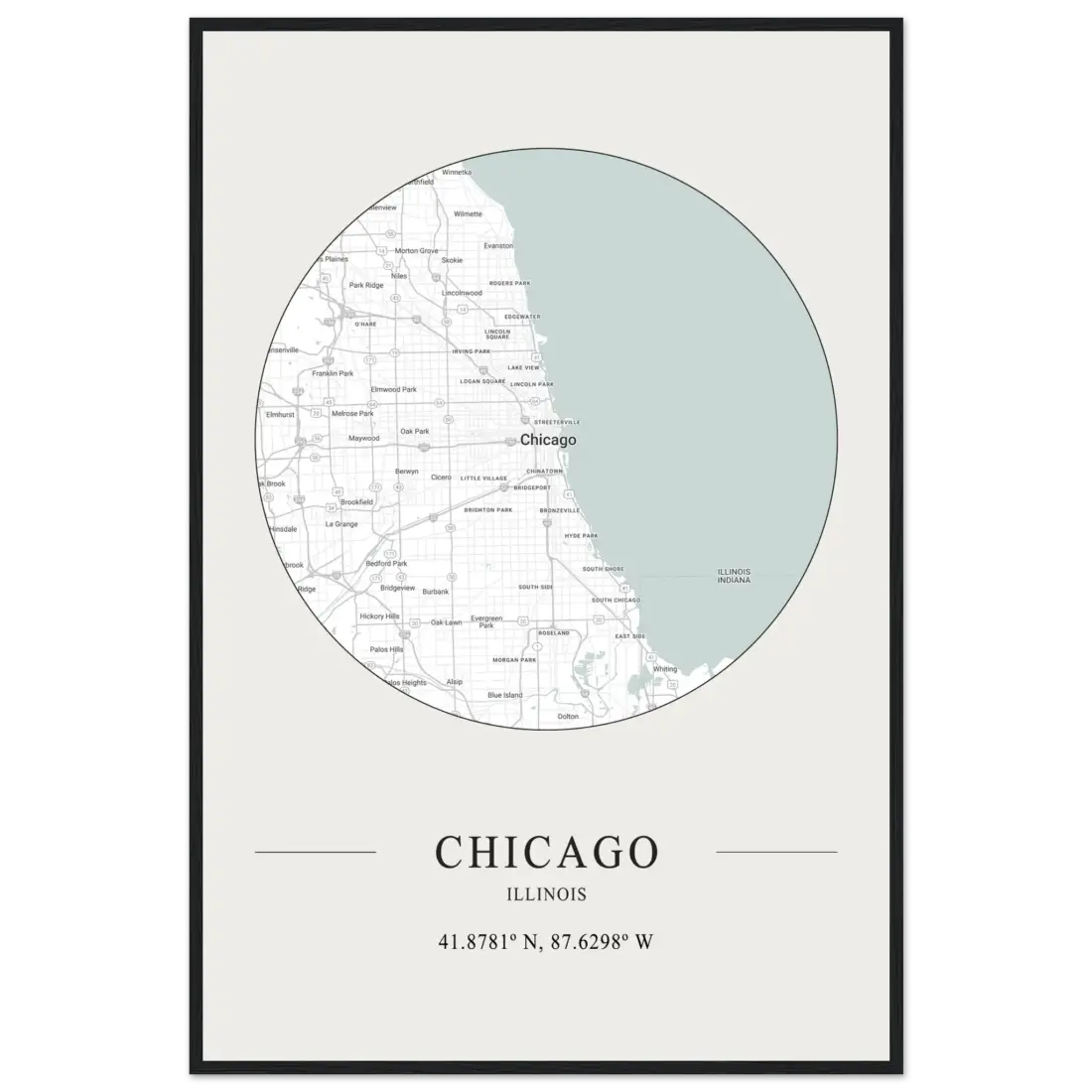 Art-O-Rama Shop - Chicago Illinois - Minimalist Map Poster