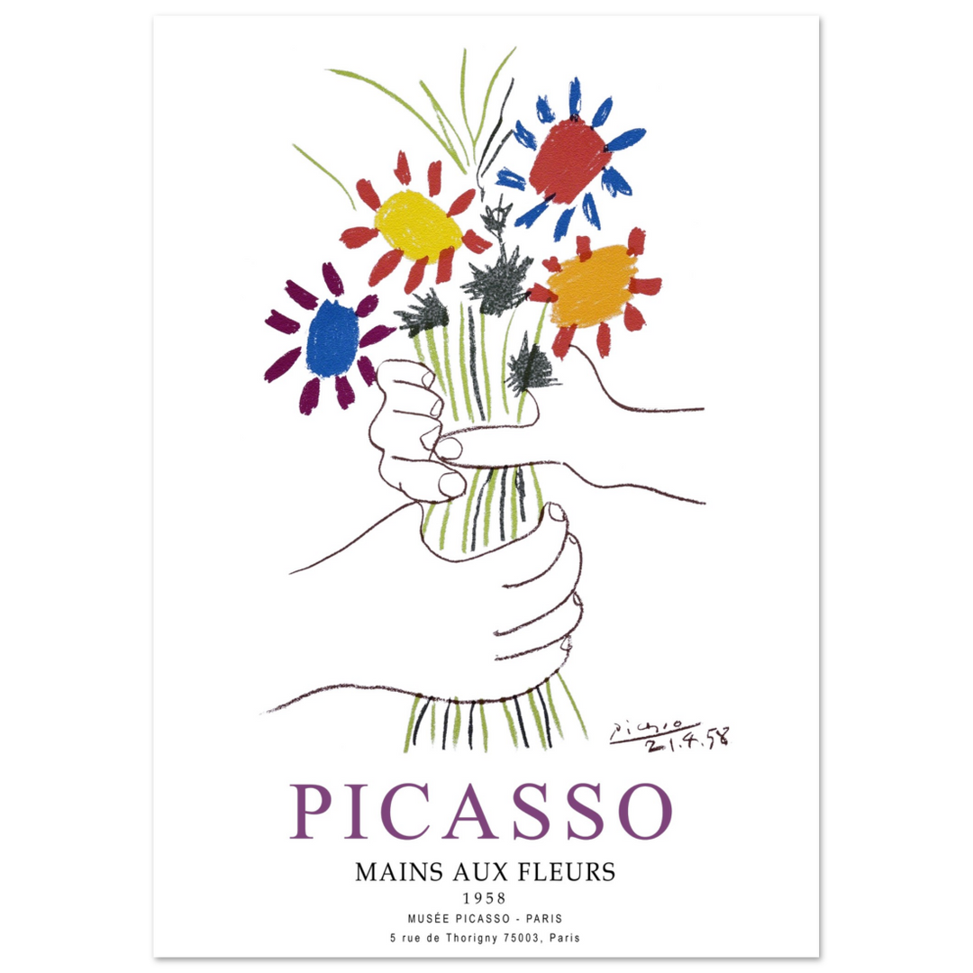 Art-O-Rama Shop - Pablo Picasso Hands with Flowers 1958 Artwork Poster